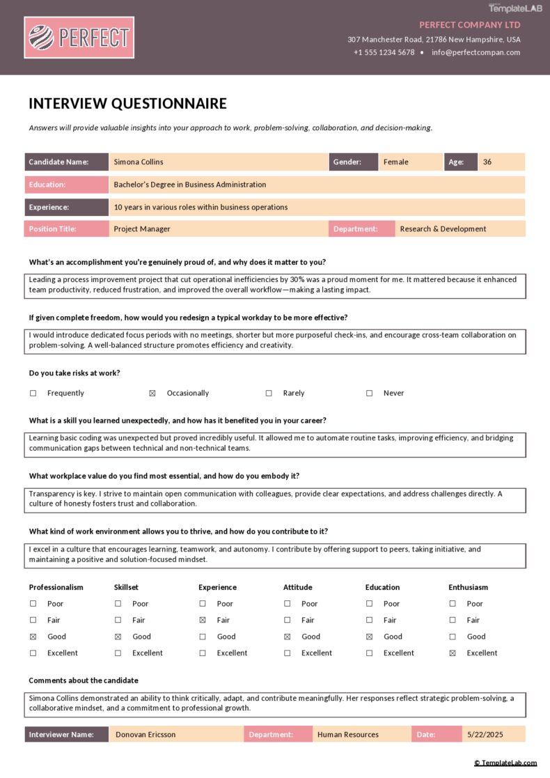 15 Free Questionnaire Templates (Word, PDF, Excel) ᐅ TemplateLab