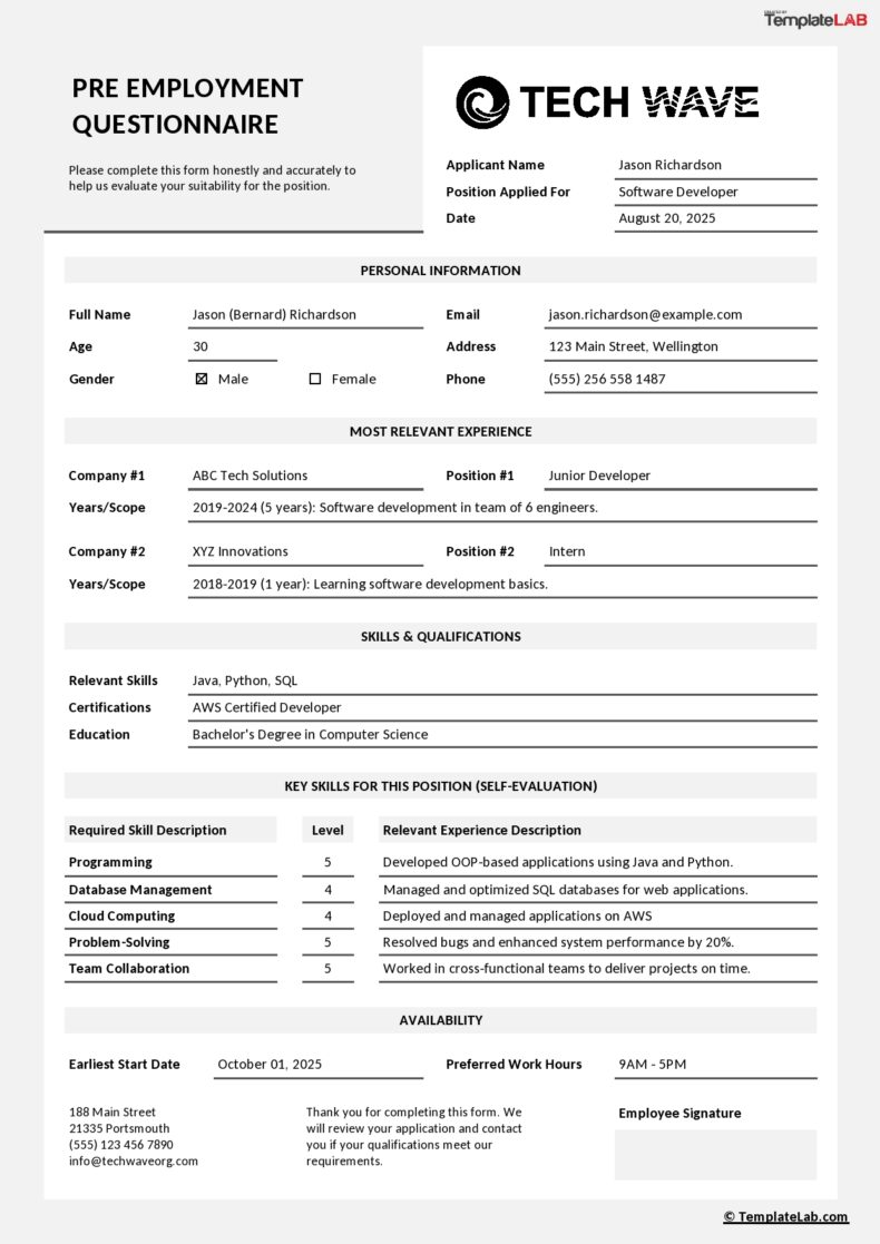 15 Free Questionnaire Templates (Word, PDF, Excel) ᐅ TemplateLab