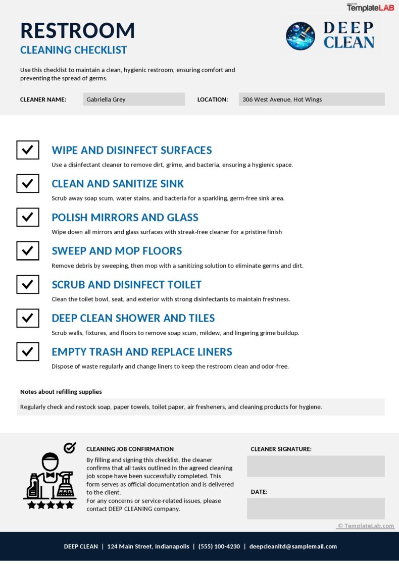 42 Printable Bathroom Cleaning Checklists [Word, PDF, Excel]