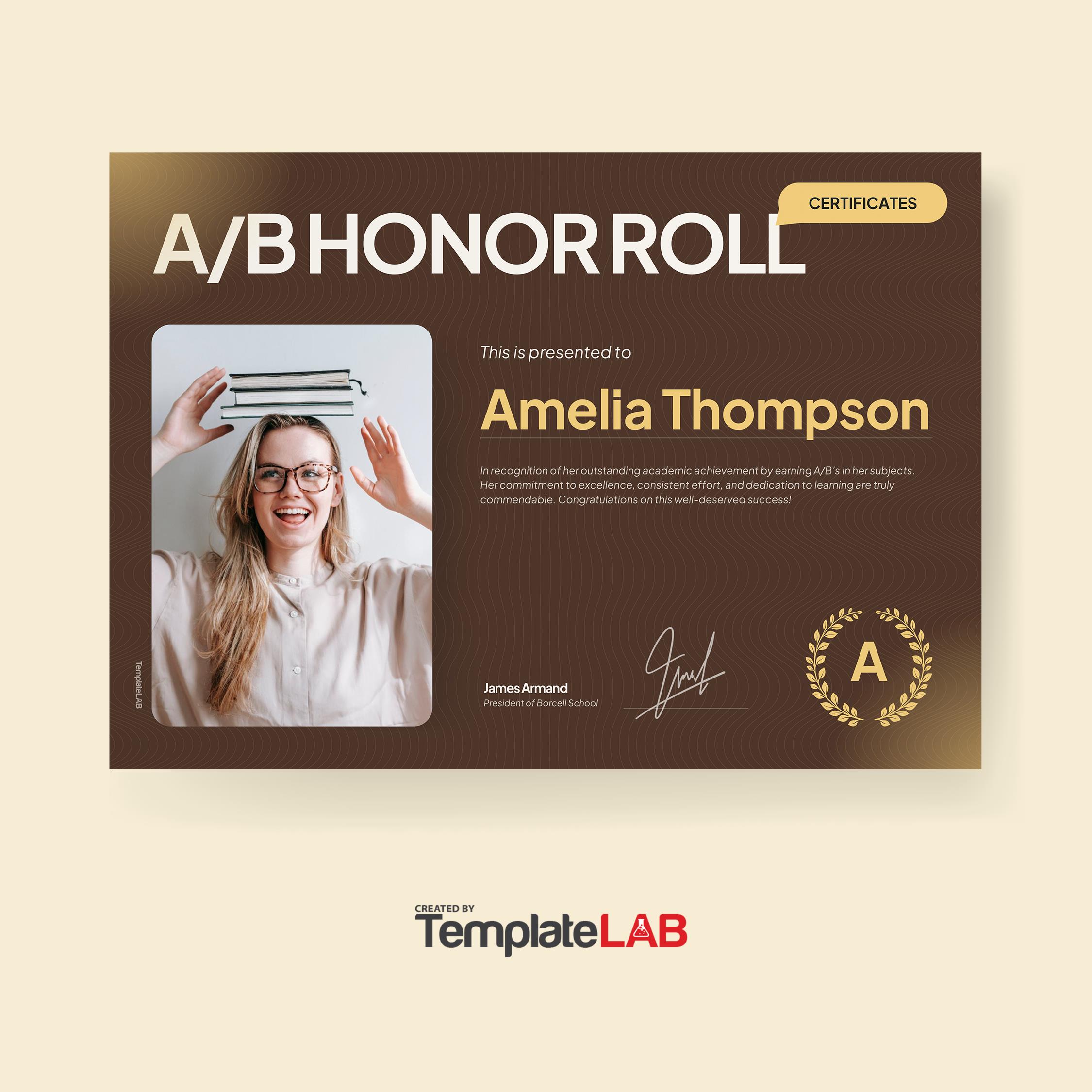 18 Printable Honor Roll Certificate Templates [100% Editable]