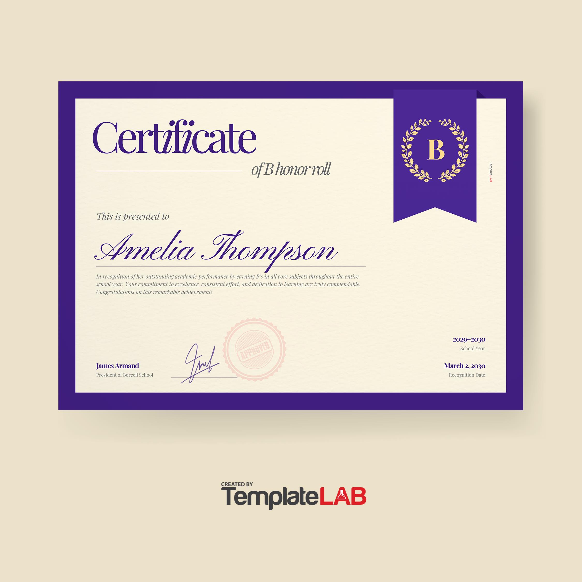 18 Printable Honor Roll Certificate Templates [100% Editable]