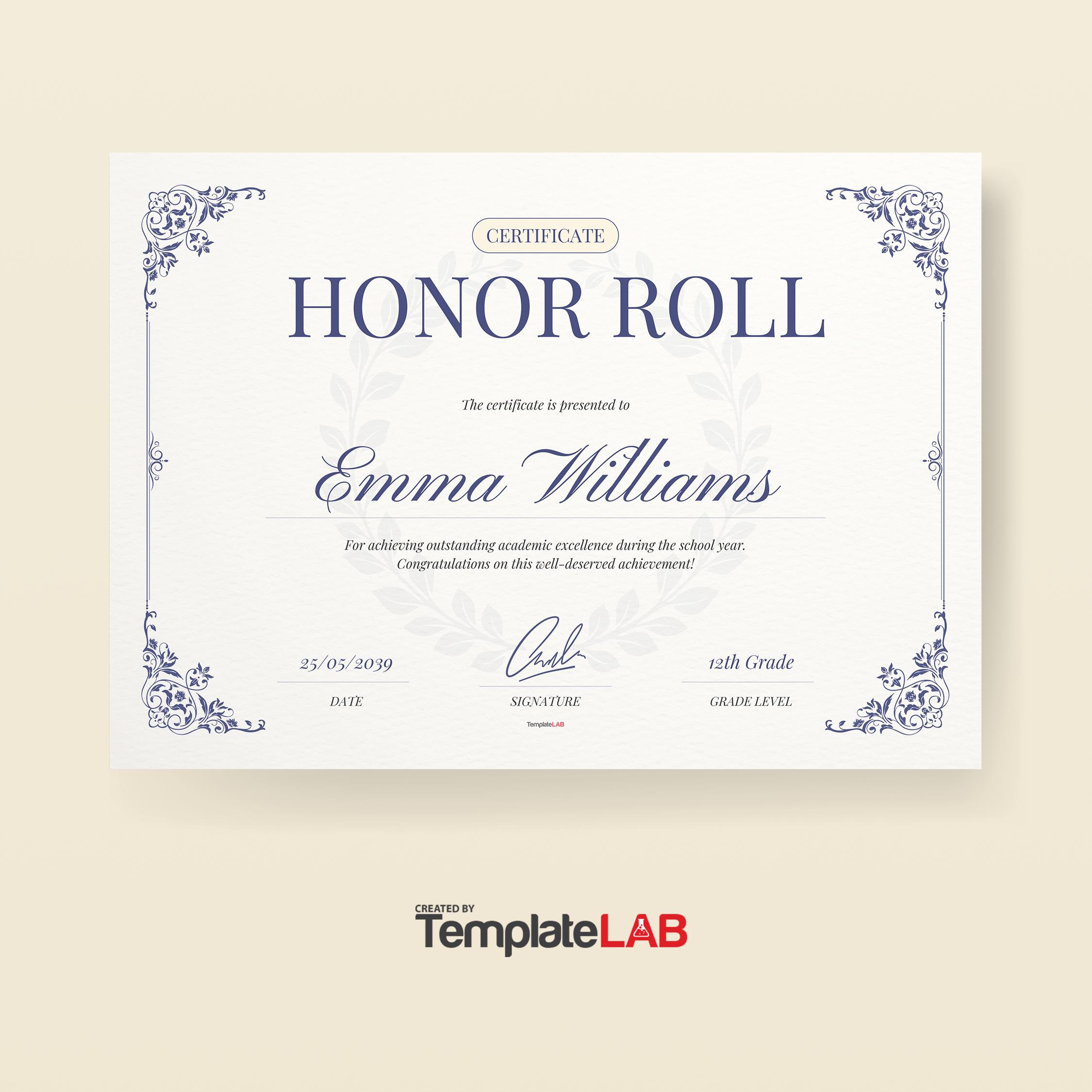 18 Printable Honor Roll Certificate Templates [100% Editable]
