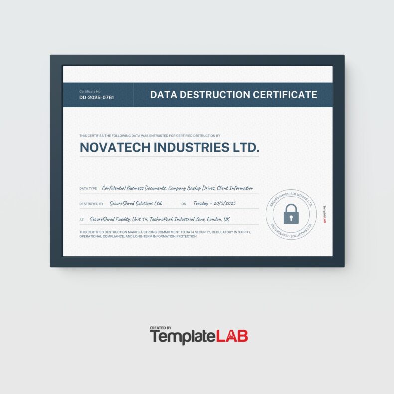 18 Certificate of Destruction Templates (Word, PDF, PPTX) ᐅ TemplateLab