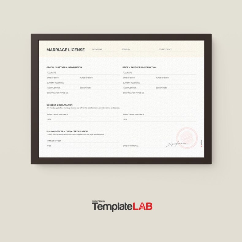 18 Blank Marriage Certificate Templates (Free) ᐅ TemplateLab