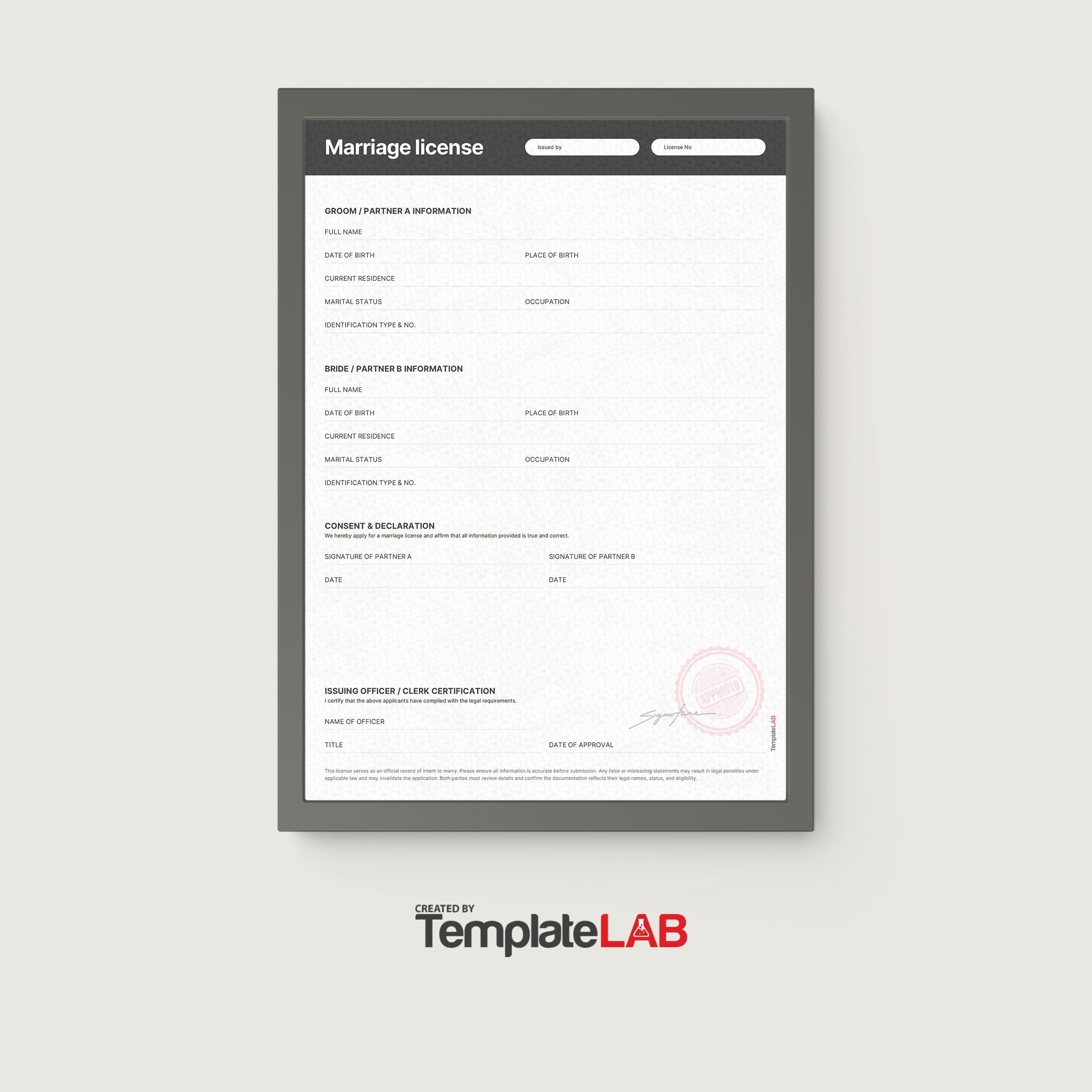 18 Blank Marriage Certificate Templates (Free) ᐅ TemplateLab
