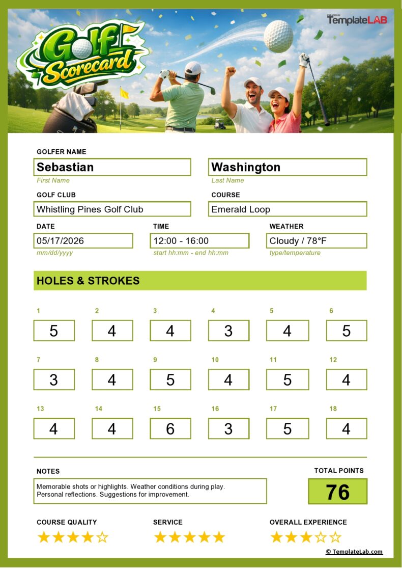 12 Perfect Golf Scorecard Templates (Free) - TemplateLab